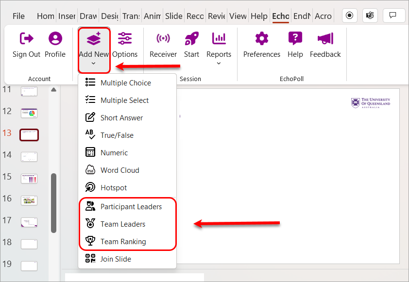 EchoPoll - Teams functionality (Original) - eLearning - University of Queensland